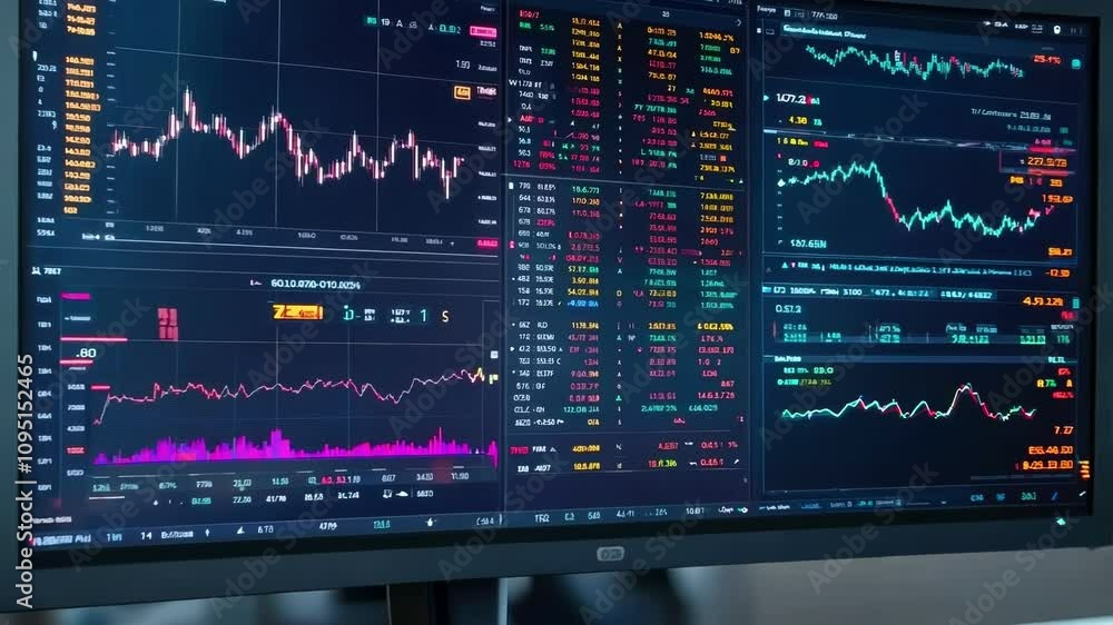 Multiple screens are displaying graphs and code, representing the ...