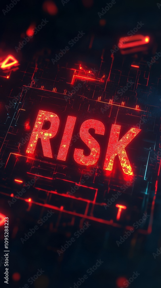 Digital Risk: The word "RISK" is rendered in a striking, glowing red ...