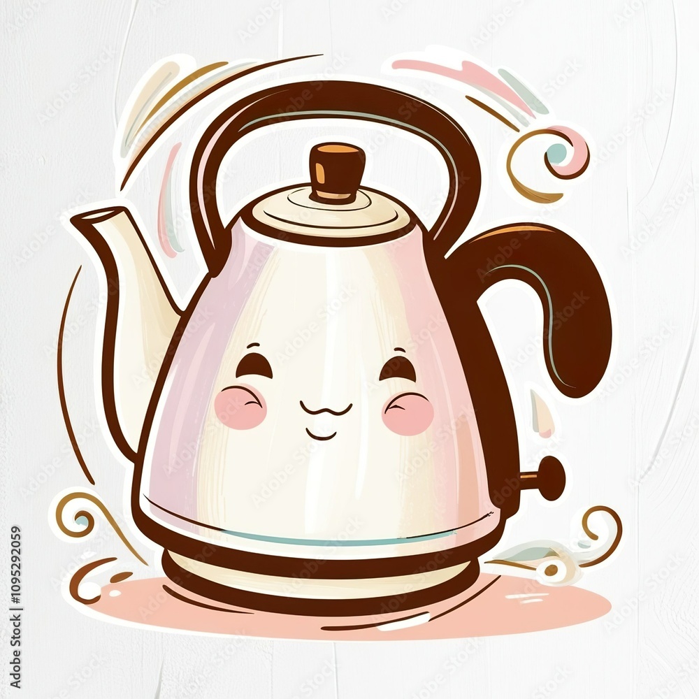 A whimsical hand-drawn clip artwork of an smiling face of electric ...