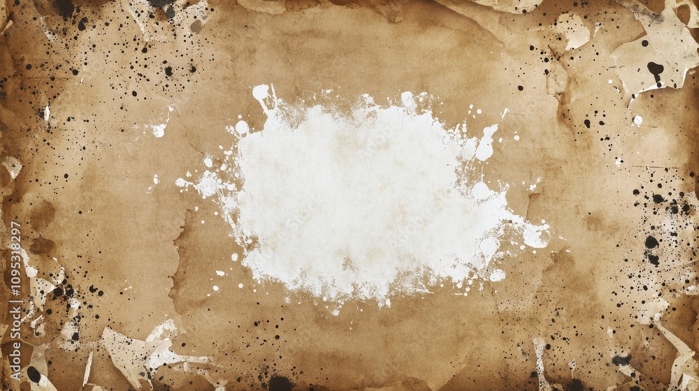 An abstract background with a crumpled paper texture and splatters of ...