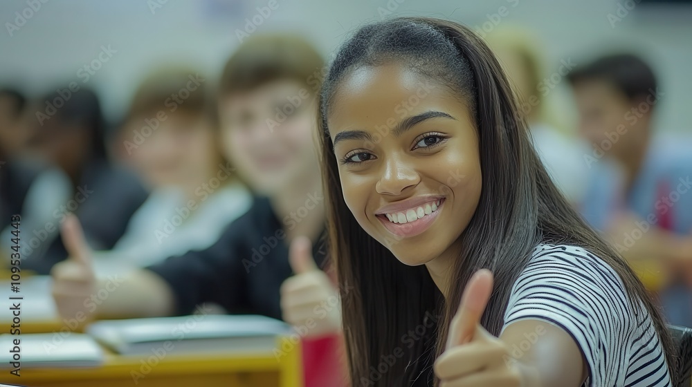 In a vibrant classroom, students participate in learning as a girl ...