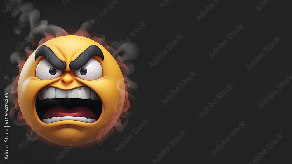Angry emoji with clenched eyebrows and furrowed brow, steam escaping ...