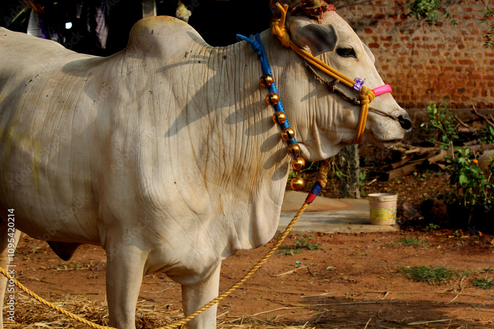 Happy Pongal religious traditional festival of south Indian cow with ...