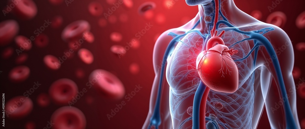 Illustration of the human cardiovascular system showcasing the heart ...