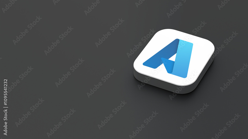 3D-rendered icon of the Microsoft Azure app logo, featuring a sleek ...