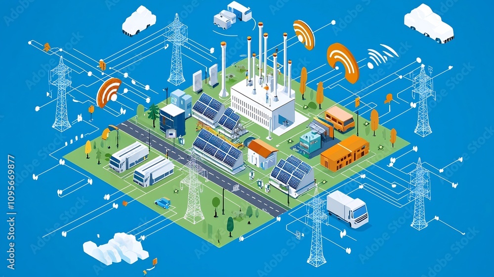 of an integrated smart grid system with renewable energy sources like ...