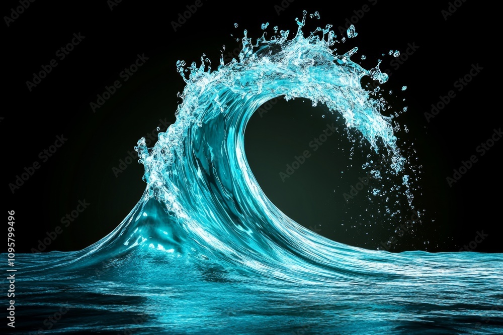 Aqua digital 3D model of a wave, with realistic textures and lighting ...