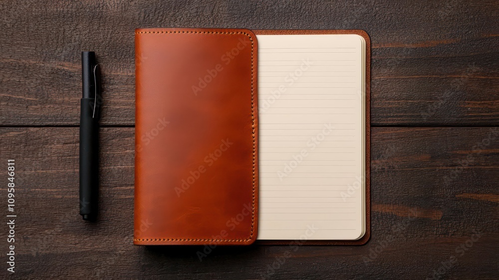 handmade leather concept. A bespoke leather notebook cover with a hand ...