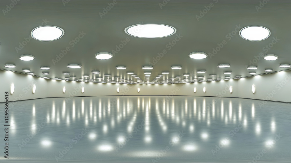 360 degree panorama view.A 3D picture shows an empty room with many ...