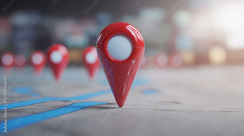 Red marker with white circle, highlighting key points for visual ...