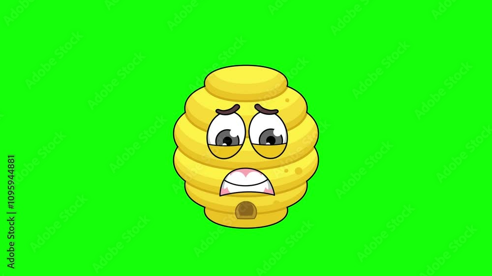 bee hive cartoon with a face screaming in fear, emoji emoticon ...