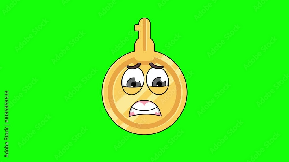 key cartoon with a face screaming in fear, emoji emoticon animation ...