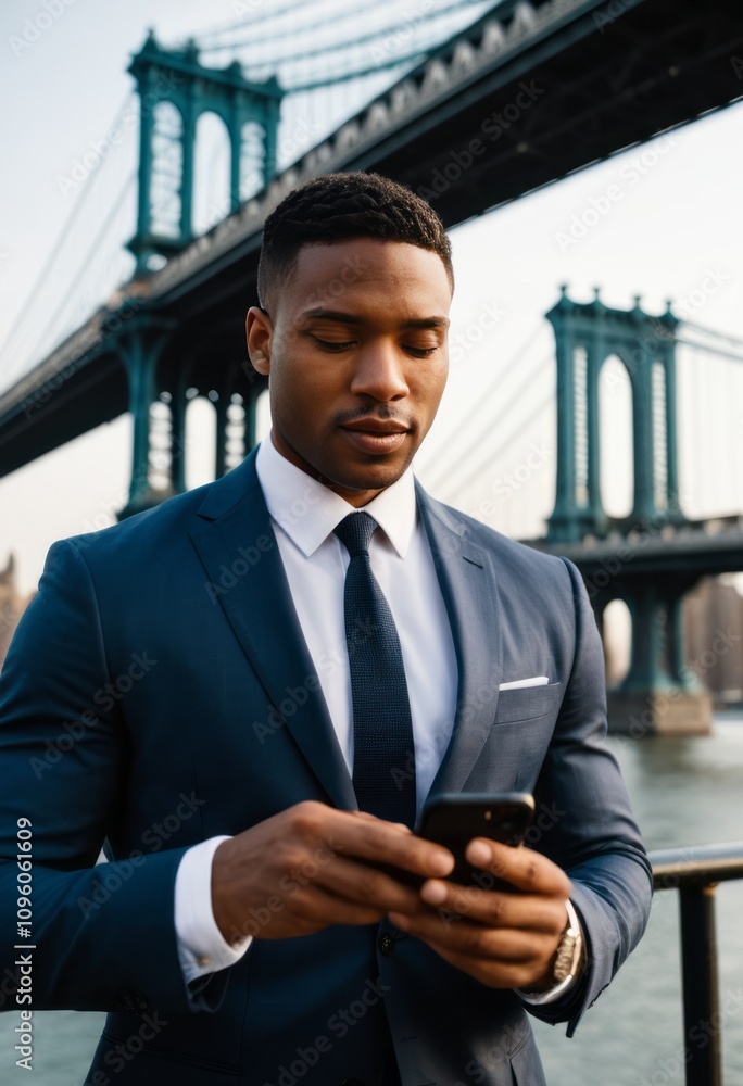An executive portrait of an older African American man in a navy blue ...