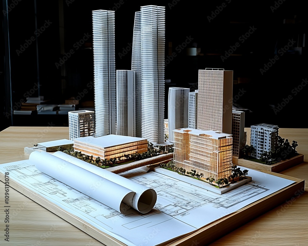 ภาพประกอบสต็อก Project 2025 plans concept, A detailed architectural ...