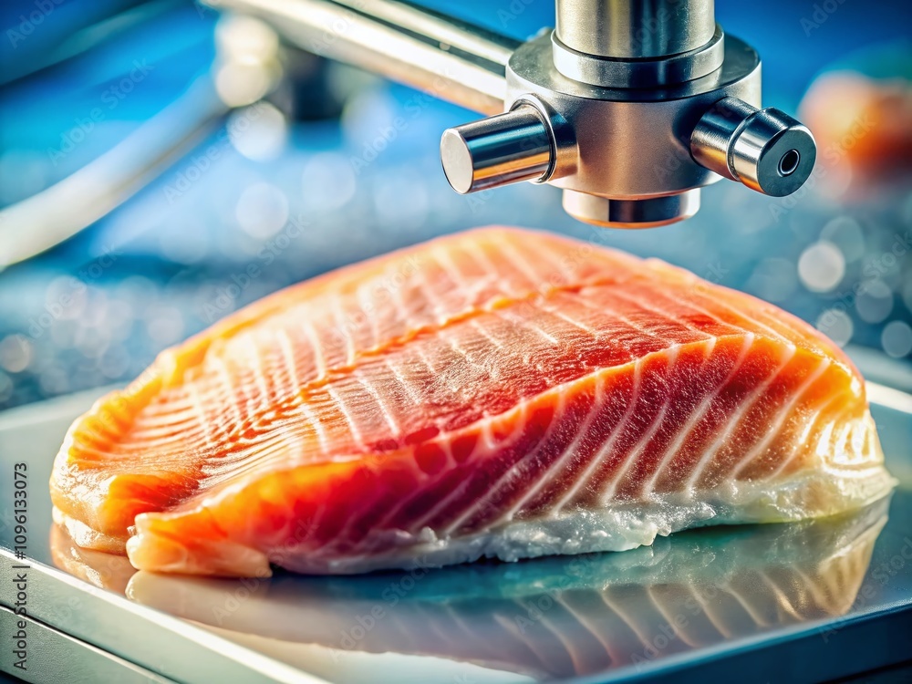 Lab-Grown Fish Fillet Close-up Inspection, Food Technology, Sustainable ...
