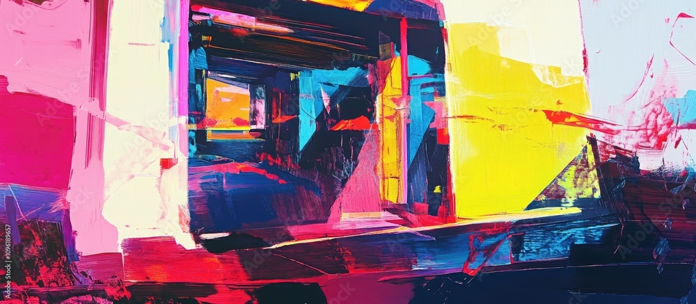 Colorful abstract architecture with bold geometric shapes and vibrant ...