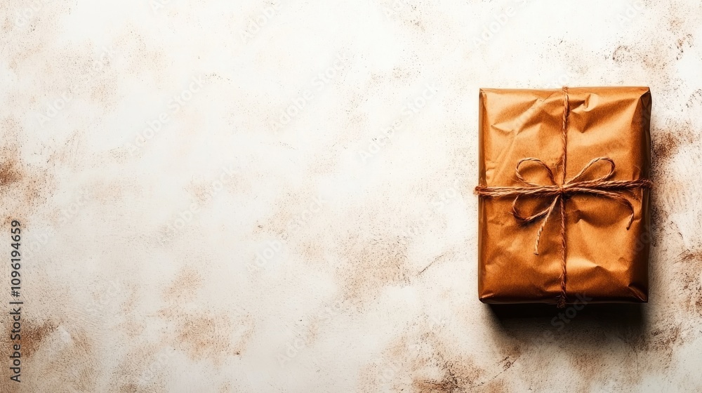 Rustic brown paper gift box tied with twine, showcasing a customizable ...