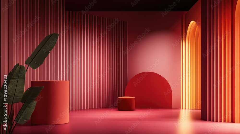 3D graphic illustration showcasing a contemporary product booth ...