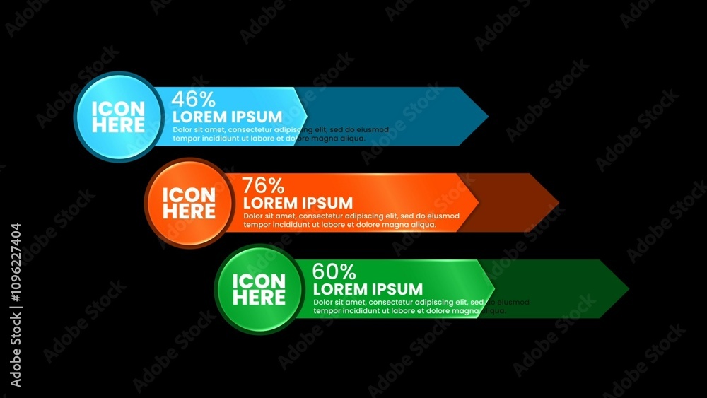Infographic Animated 3 Values Chart Graph Stock Template | Adobe Stock