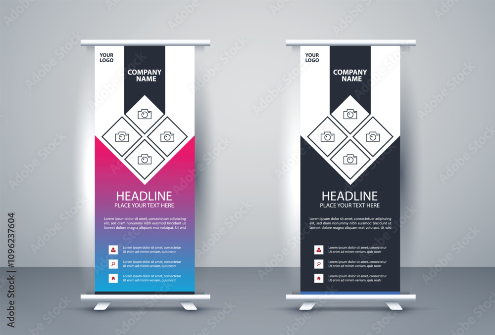 Retractable x stand banner pull popup banner template with a ...