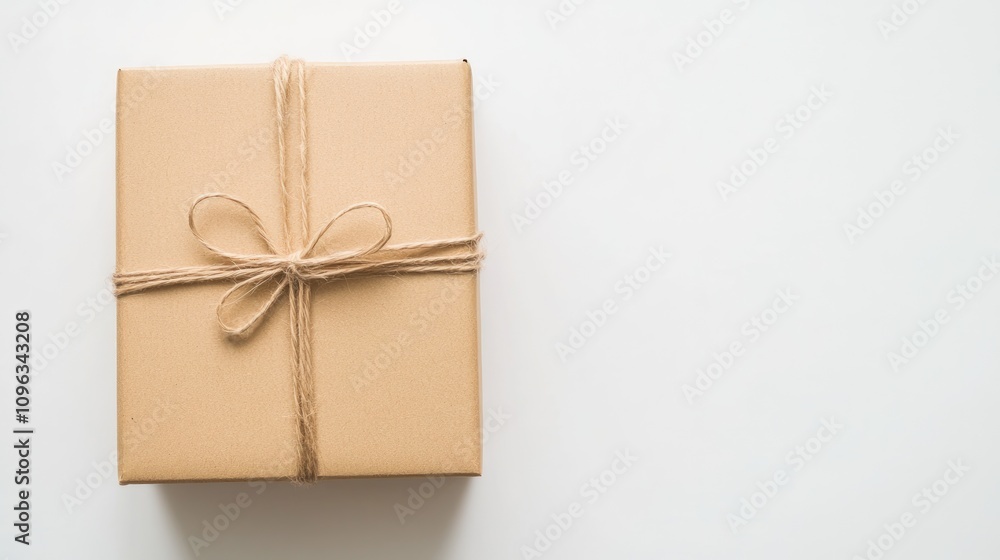 Sealed cardboard box tied with twine on a clean white background, ideal ...