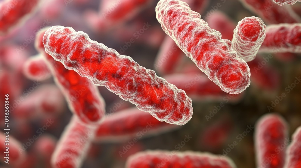 Magnified view of Streptococcus bacteria under a microscope, revealing ...