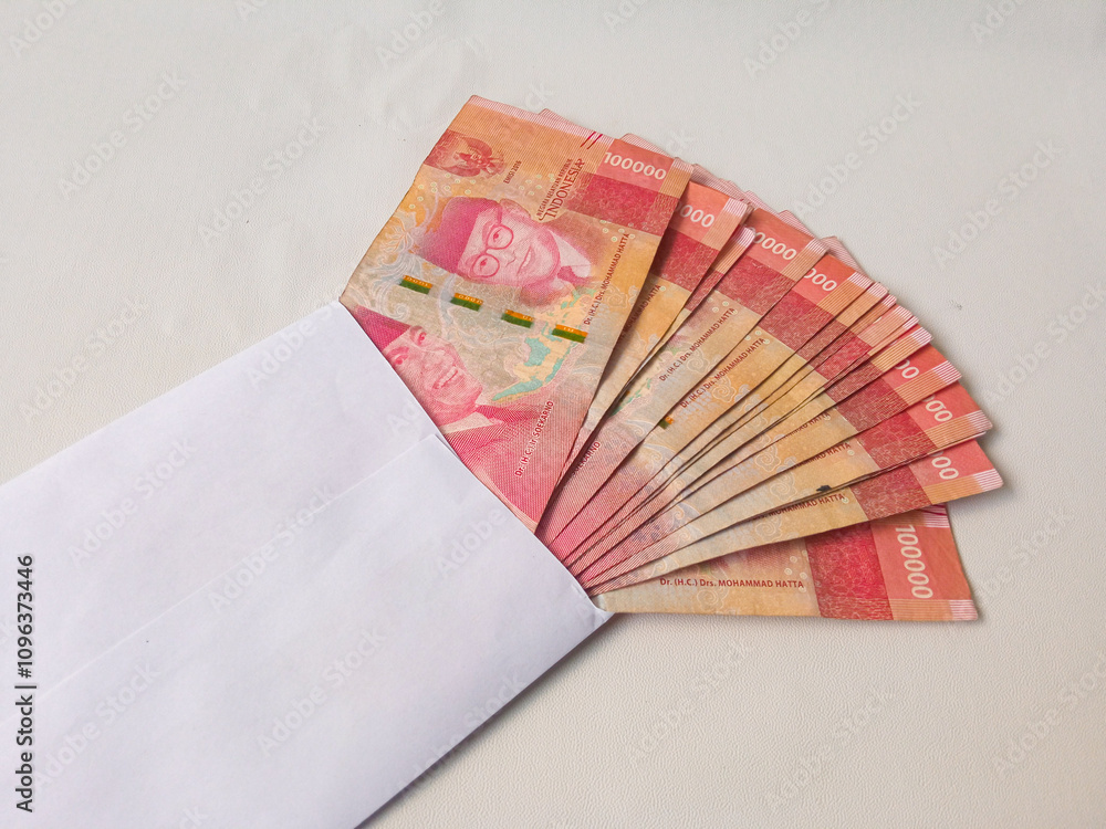Cash payment concept. Indonesian rupiah currency (Rp. 100.000 Seratus ...