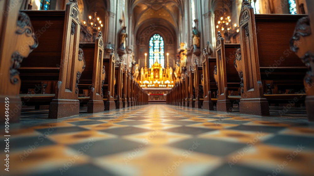 Historic Churches and Art and Iconography. A beautifully lit interior ...