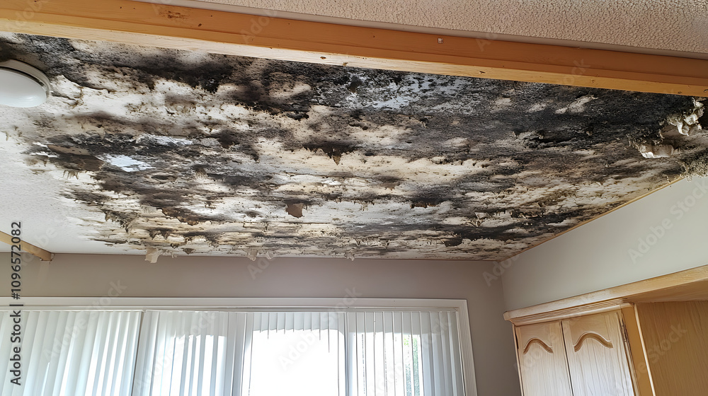 Moldy ceiling in apartment reveals neglect and potential health hazards ...