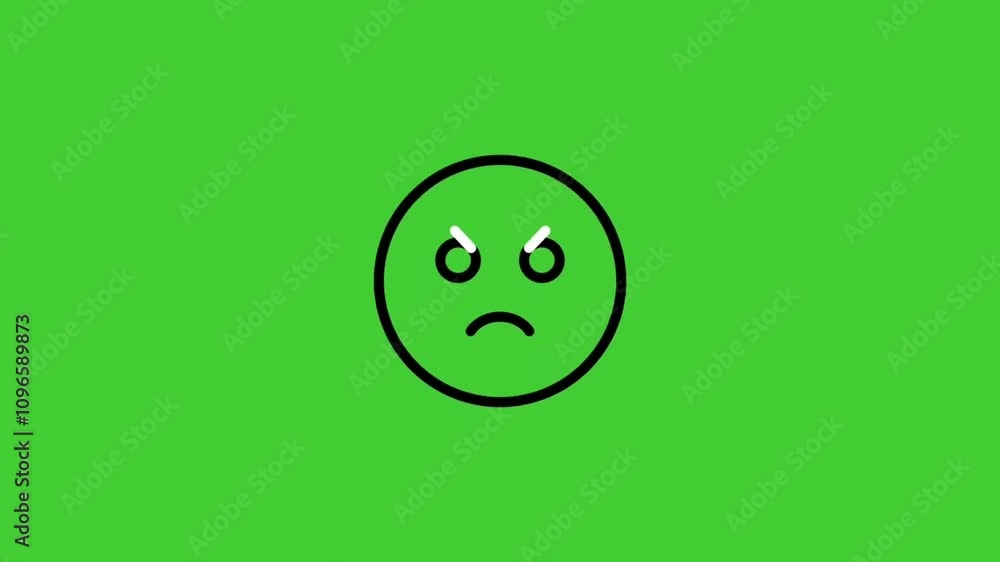 Animated angry face emoji icons on green screen background for motion ...