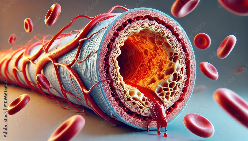 Action visualization of aneurysm development medical illustration human ...