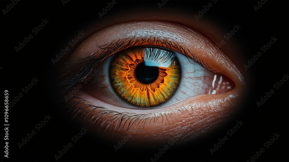 Eye iris macro on a black background. Human eyeball close up. The ...