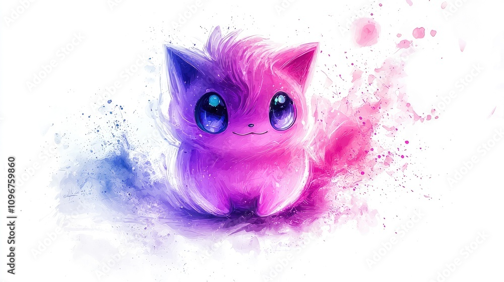 Cute and adorable baby Jigglypuff from PokÃ©mon, white background ...