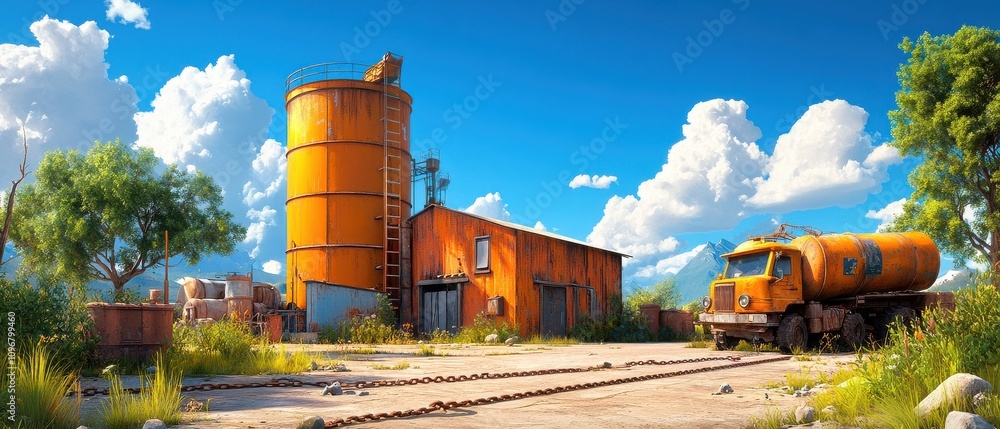 [Silo & Tank Industrial Chain] Industrial Facility amidst Arid ...