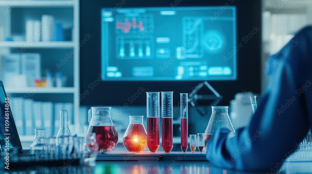 Teacher broadcasting a live science experiment, virtual whiteboard ...