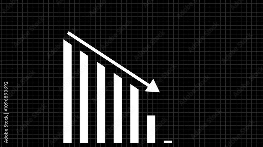 Animated down graph icon designed business or finance concept icon ...