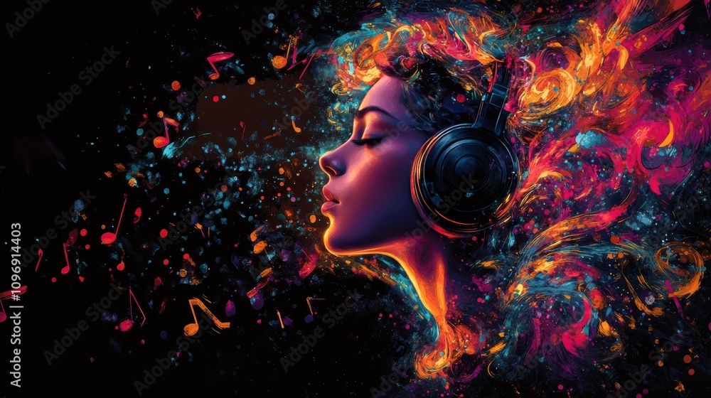 An Abstract drawing composition including face with short hair wearing ...