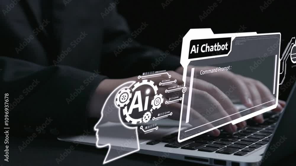 Human interact with AI artificial intelligence virtual assistant ...