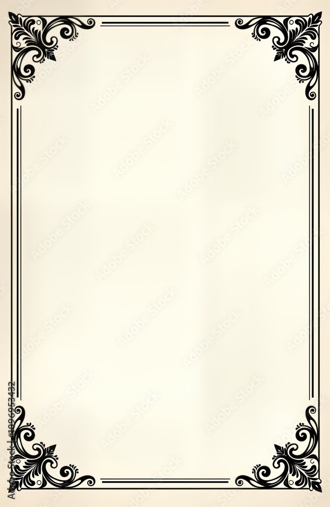 Blank funeral flyer mockup Beige background Black ornate frame design ...