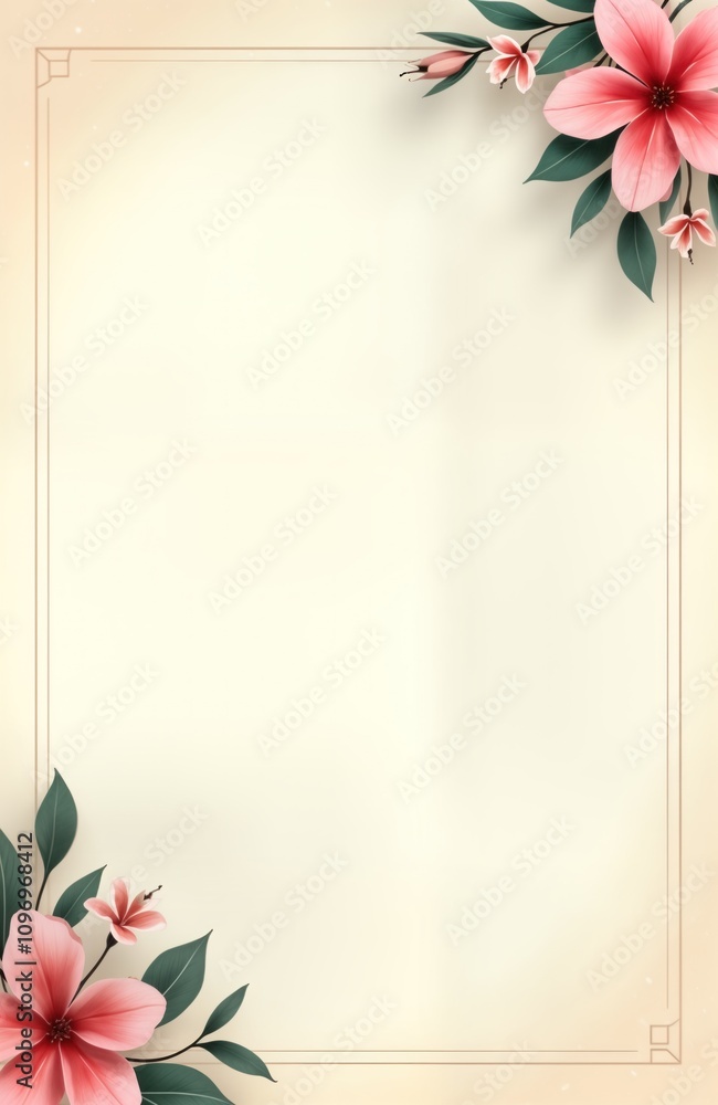 Blank funeral flyer mockup. Cream background. Minimal floral design ...