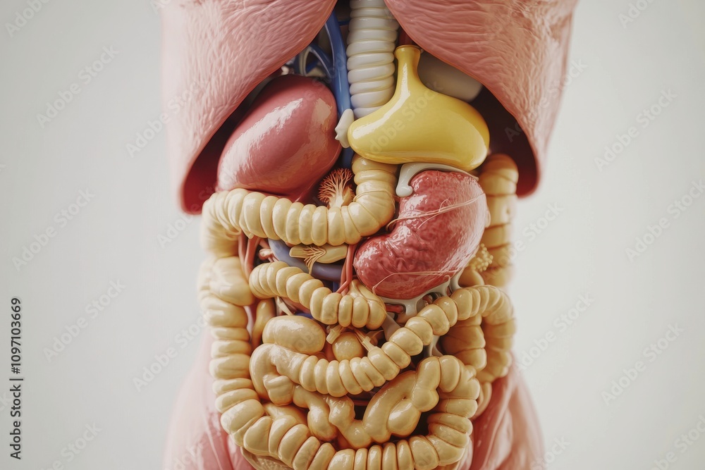 Detailed Anatomical Model of Human Digestive System Showing Organs and ...