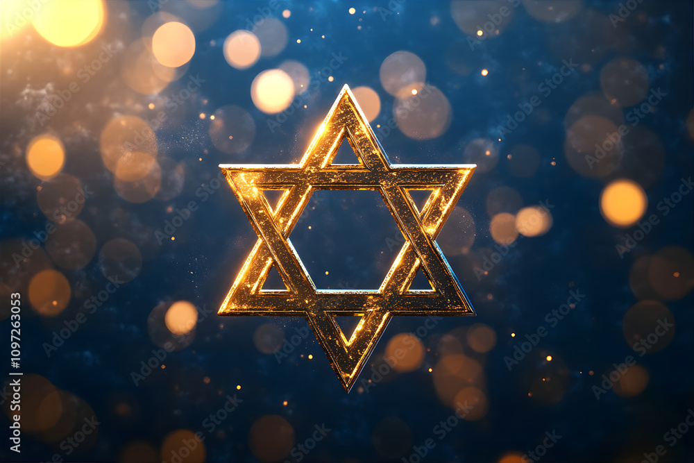 Magen David - Star of David. Shield of David on the blue blurry ...