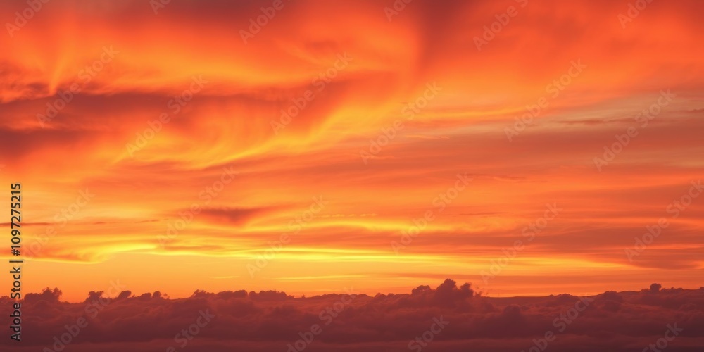 Vibrant red sunset or sunrise with a multitude of shades in the sky ...