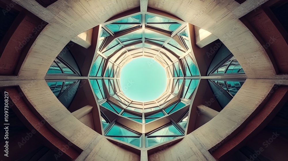 A striking architectural image shows a circular skylight from a unique ...