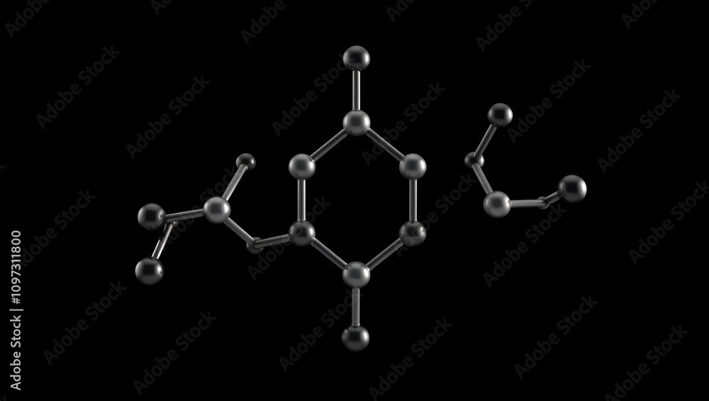 brilliant black bn molecule, structural chemical formula, ball-and ...