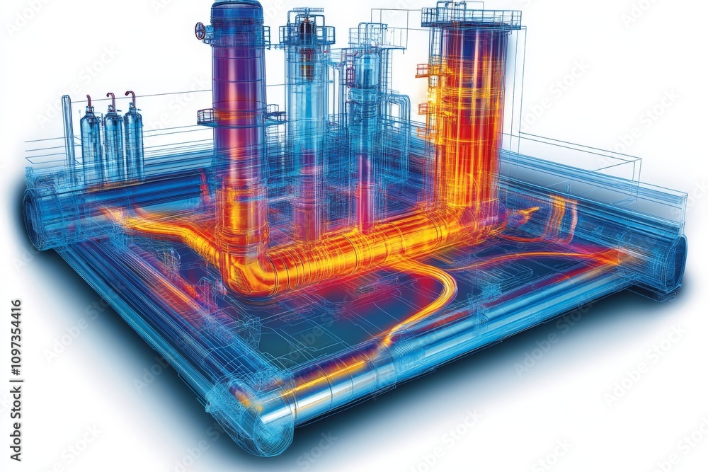 Energy Flow in a Geothermal Power Plant 3D Scientific Illustration ...