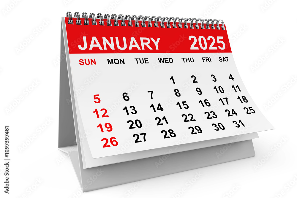 2025 Year January Calendar. 3d rendering Stock Photo | Adobe Stock