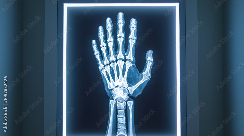 X-ray images of a hand on lightbox medical clinic health technology ...