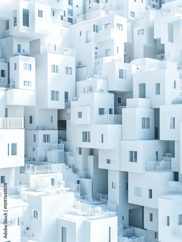 Urbanization with white buildings and modern architecture design and ...