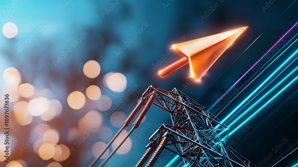 Intricate transmission towers supporting multiple power cables enhanced ...